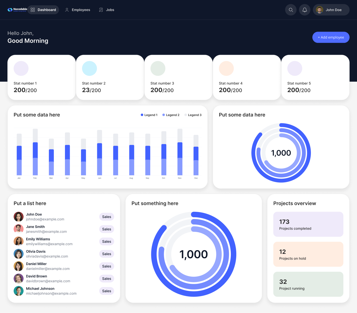 SAAS Single Page APP Dashboard Template | Bubble